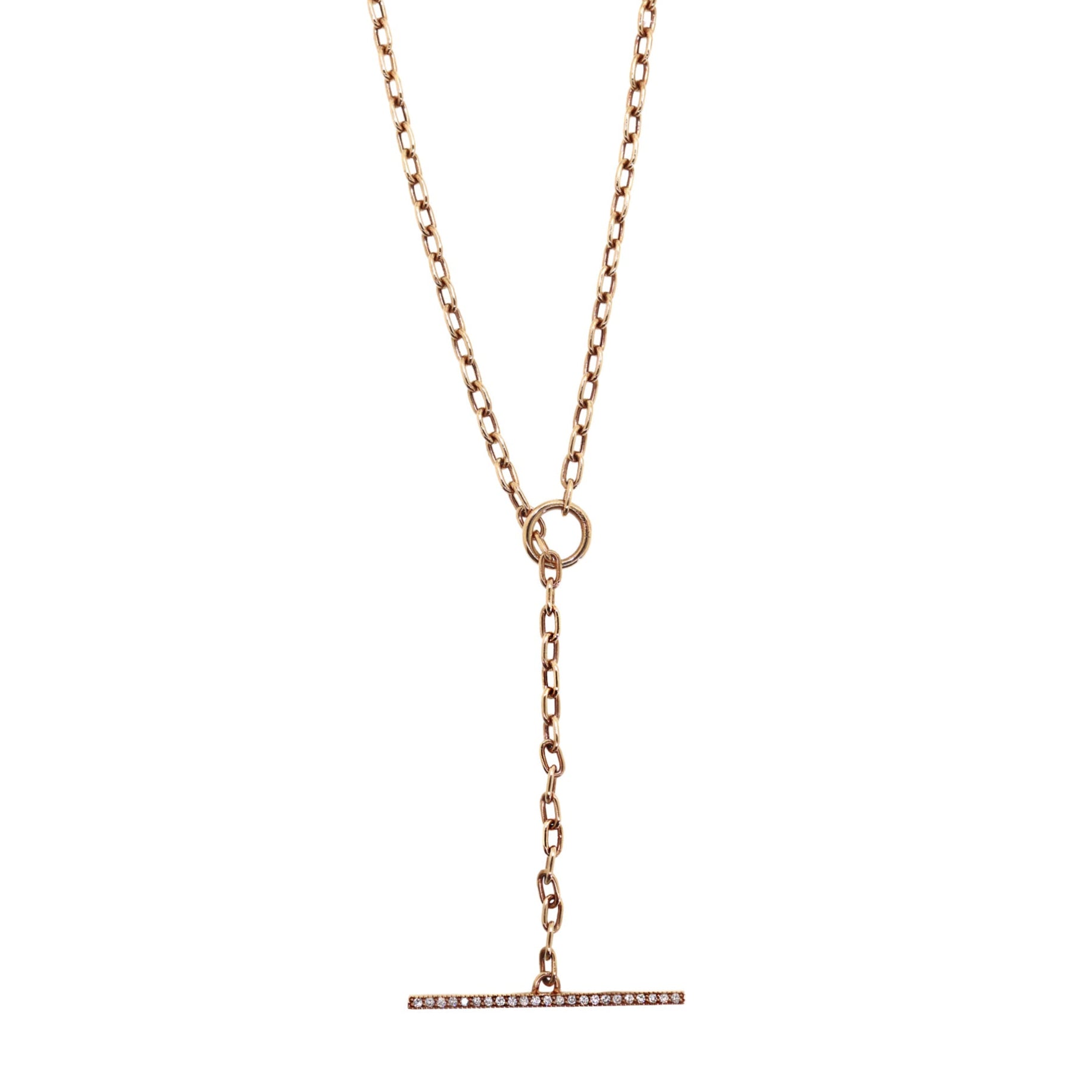 Diamond Bar Lariat Chain Necklace