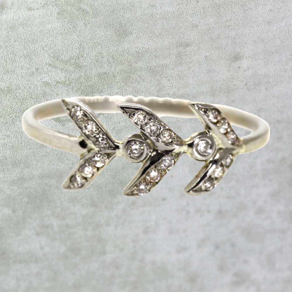 Diamond Angel Wing Ring - Unique Diamond Ring - studio 703 + RLD
