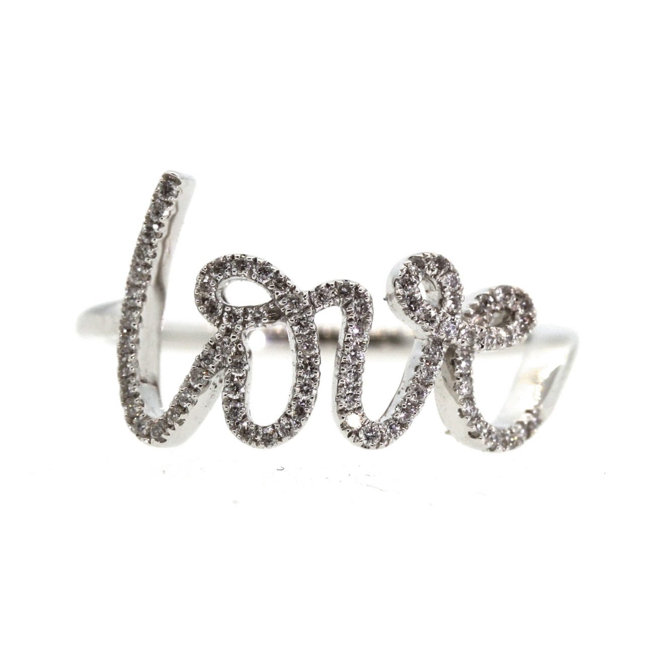 Pave "LOVE" Ring | White Gold Love Ring